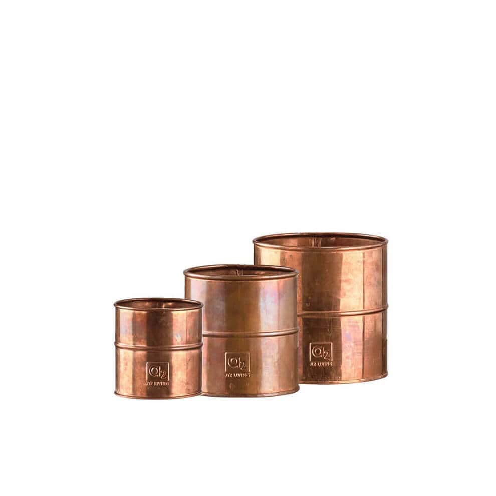 Kobber urtepotter sæt m 3 stk Ø8/10/12 x H8/10/12 cm - Staby Fliser og Hegn